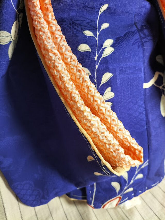 ドール背丈44cm位用 錦紗の振袖セット (紺・紫） | iichi 日々の暮らしを心地よくするハンドメイドやアンティークのマーケットプレイス