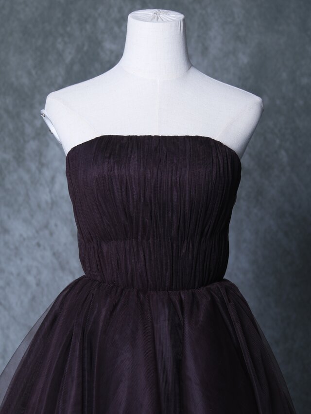 カラードレス コーヒーの色 ベアトップ ソフトチュール 背中見せ 編み上げ 二次会 | iichi 日々の暮らしを心地よくするハンドメイドやアンティークのマーケットプレイス