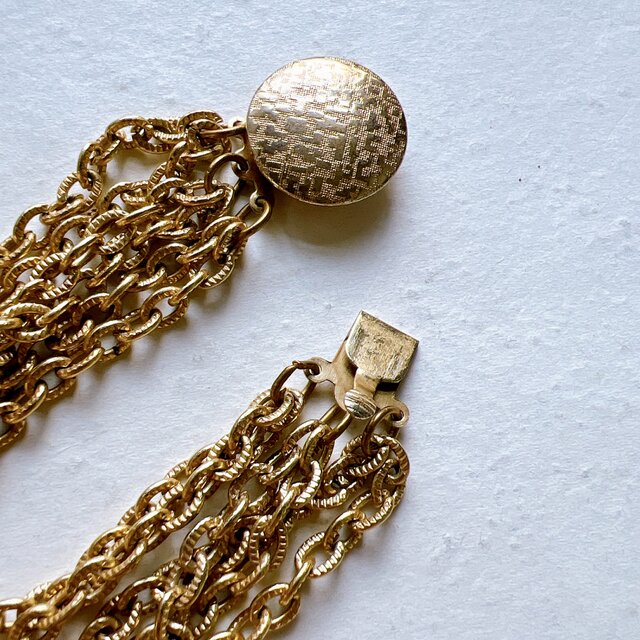 B104-ヴィンテージブレスレット U.S.A. 1970〜80s ゴールドチェーン マルチカラービーズ | iichi 日々の暮らしを心地よくするハンドメイドやアンティークのマーケットプレイス