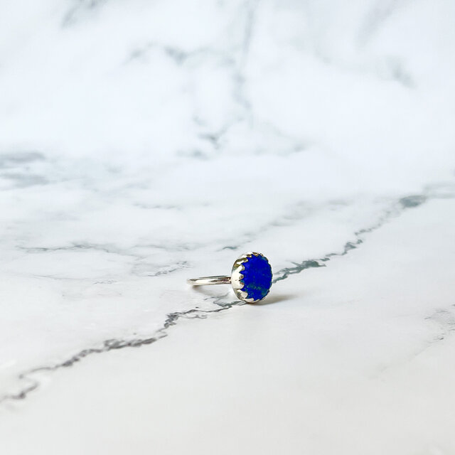 ラピスラズリカットラウンドリング RG22-184 | iichi 日々の暮らしを心地よくするハンドメイドやアンティークのマーケットプレイス