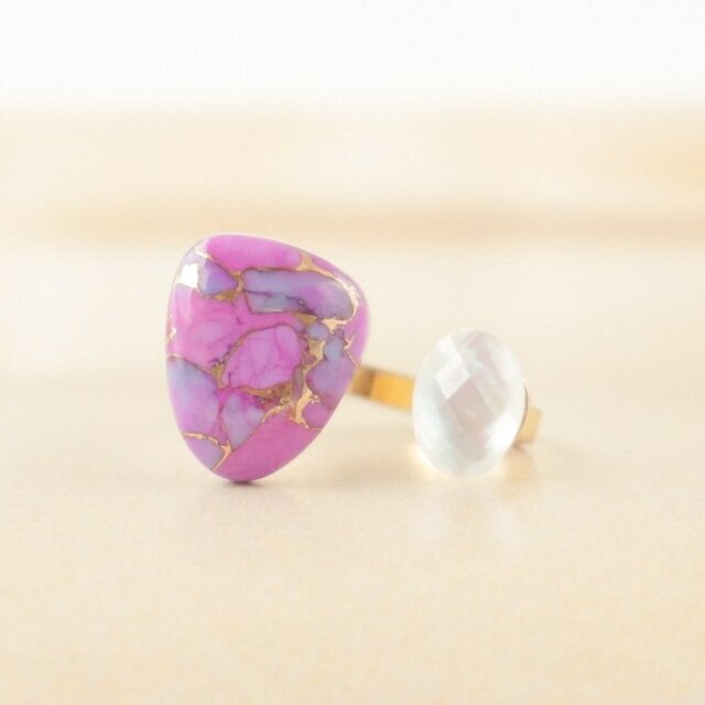 藤紫 ターコイズ × 白蝶貝 フリーサイズ フォークリング パープル 紫 × 白 天然石 指輪 リング プレゼント | iichi 日々の暮らしを心地よくするハンドメイドやアンティークの ...