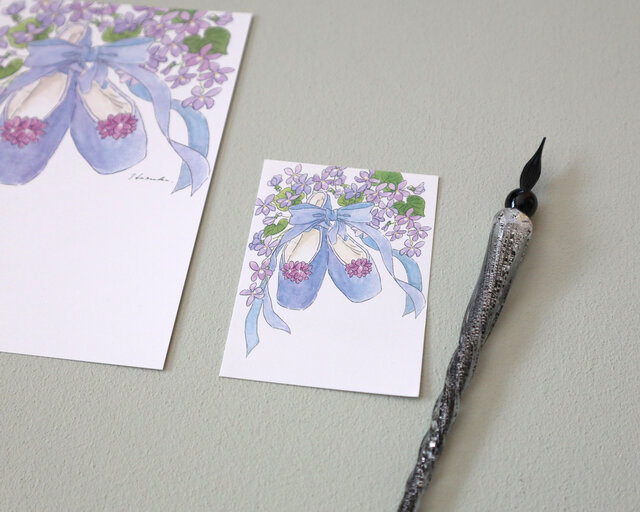 メッセージカード すみれのトゥシューズ | iichi 日々の暮らしを心地よくするハンドメイドやアンティークのマーケットプレイス