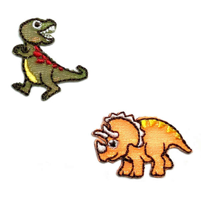 アップリケワッペン 恐竜2枚 kr-0045 ステゴサウルス ティラノサウルス | iichi 日々の暮らしを心地よくするハンドメイドやアンティークのマーケットプレイス