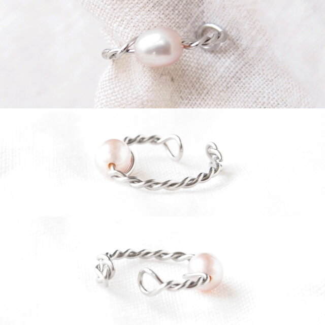 Twist Cuff（淡水パール）-silver pink- | iichi 日々の暮らしを心地よくするハンドメイドやアンティークのマーケットプレイス