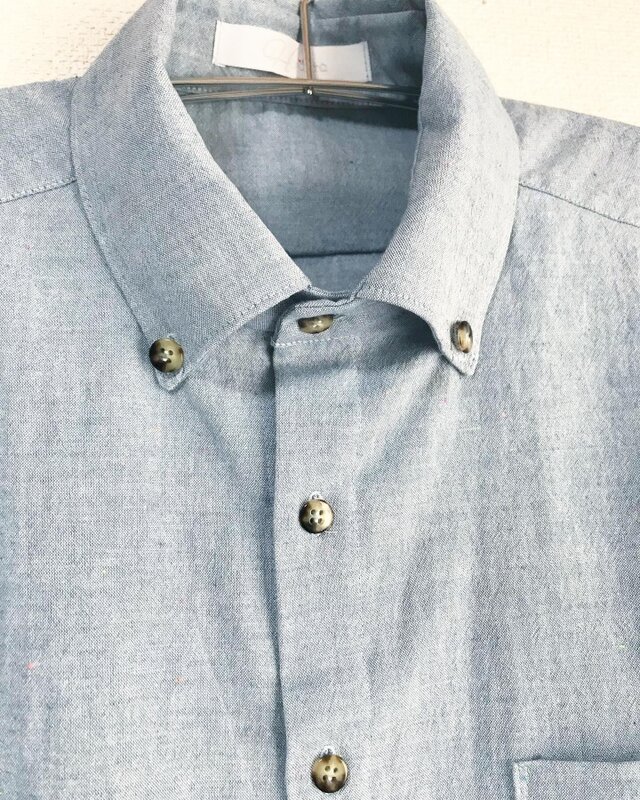1月・2月限定受注生産 「men's ネップミックスダンガリー スクエアカットシャツ BGW 長袖」べっ甲ボタン/サイズ2 | iichi 日々の暮らしを心地よくするハンドメイドやアンティーク ...