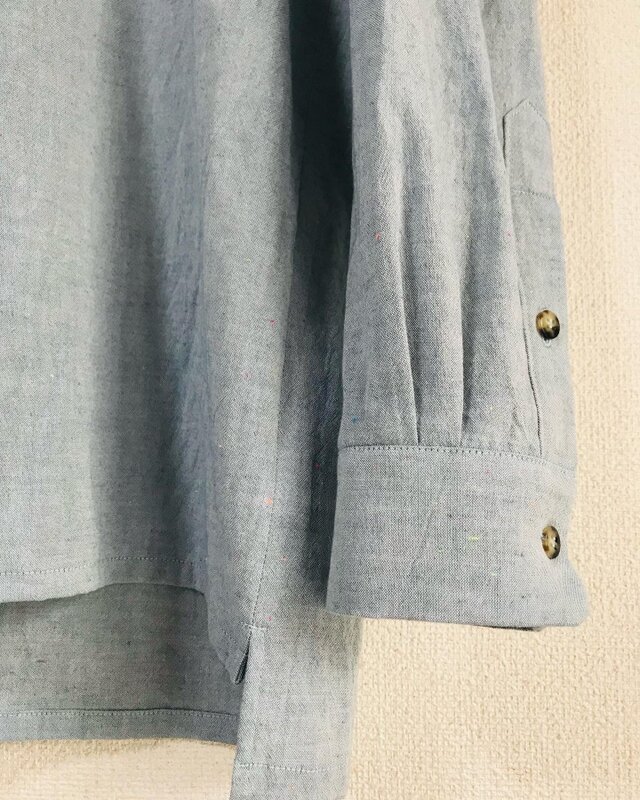 1月・2月限定受注生産 「men's ネップミックスバンドカラー スクエアカットシャツ BGW 長袖」べっ甲ボタン/サイズ2 | iichi 日々の暮らしを心地よくするハンドメイドや ...