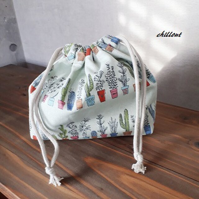 入園バッグ5点セット：サボテン：くすみグリーン【0427】 | iichi 日々の暮らしを心地よくするハンドメイドやアンティークのマーケットプレイス