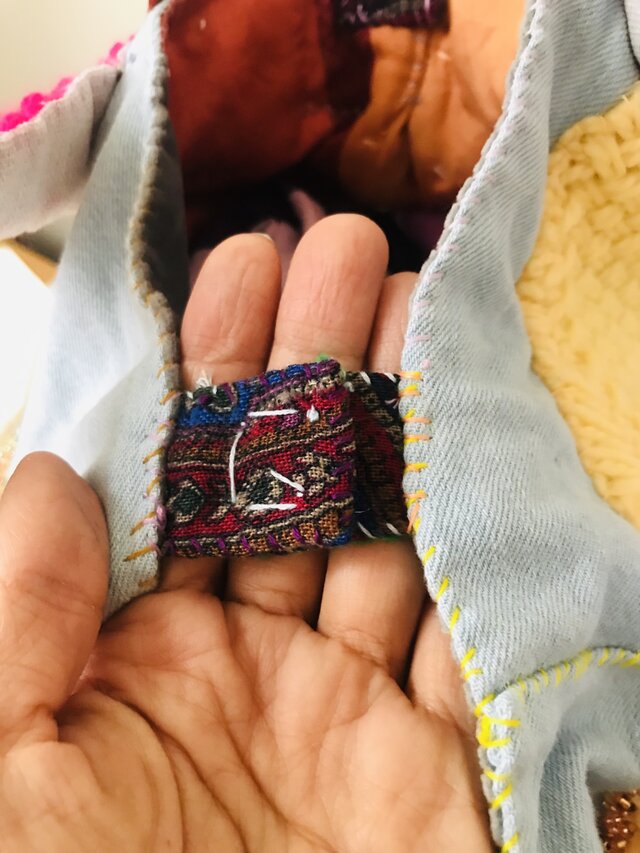 Bag 手縫いのバッグ 布製 本革持ち手 スローファッション ハンドメイド 1940 | iichi 日々の暮らしを心地よくするハンドメイドやアンティークのマーケットプレイス