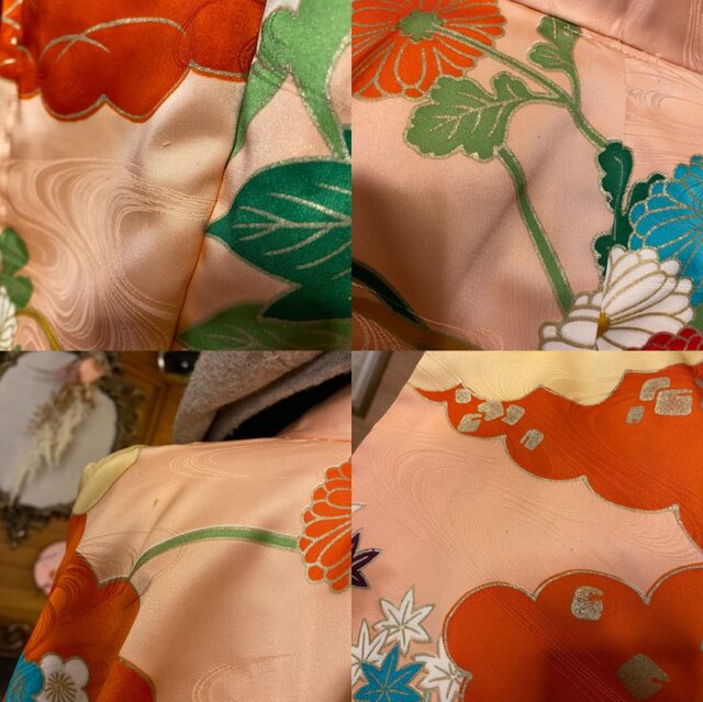 和洋折衷 古着 振袖 着物 和 ハンドメイド リメイク ワンピース ドレス 帯サッシュベルト KW-186 | iichi 日々の暮らしを心地よくするハンドメイドやアンティークのマーケットプレイス