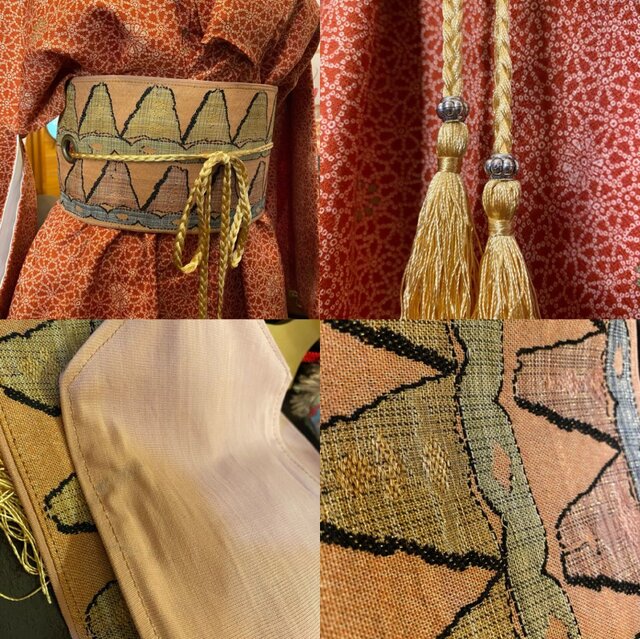 和洋折衷 古着 洗える 化繊 着物 和 ハンドメイド リメイク ワンピース ドレス 帯サッシュベルト KW-191 | iichi 日々の暮らしを心地よくするハンドメイドやアンティークの ...