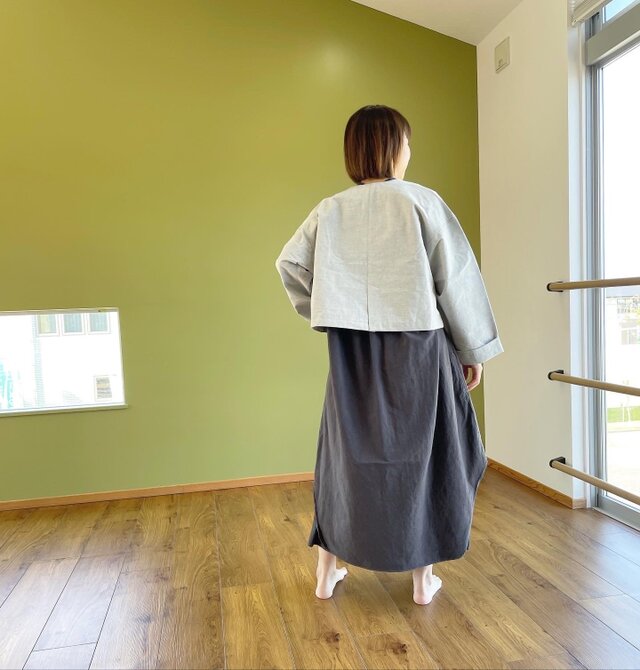 綿ウールバフクロス HAORI short丈 light grey | iichi 日々の暮らしを心地よくするハンドメイドやアンティークのマーケットプレイス