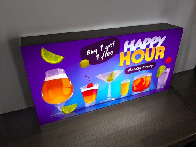 【Lサイズ】ハッピーアワー カクテル カフェ BAR スナック パブ 店舗 自宅 宅飲み 照明 看板 置物 雑貨 ライトBOX | iichi 日々の暮らしを心地よくするハンドメイドや ...