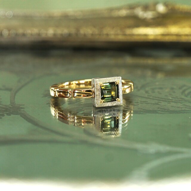 PT950×K10YGコンビ バイカラーサファイアリング | iichi 日々の暮らしを心地よくするハンドメイドやアンティークのマーケットプレイス