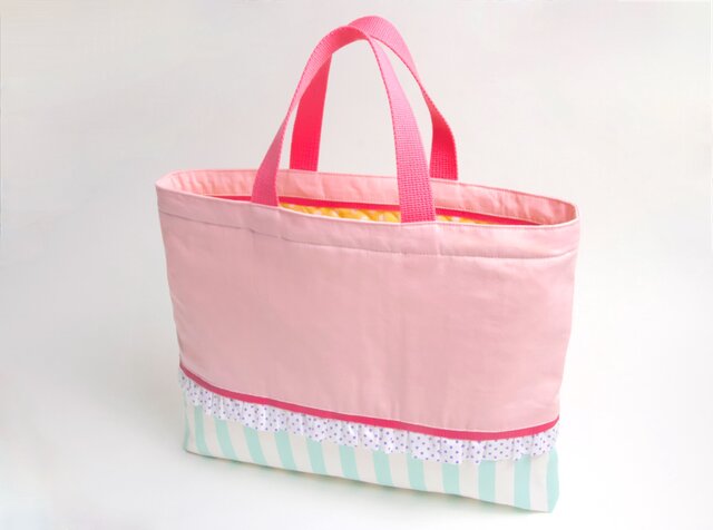 カラフル レッスンバッグ ピンク Kids | iichi 日々の暮らしを心地よくするハンドメイドやアンティークのマーケットプレイス