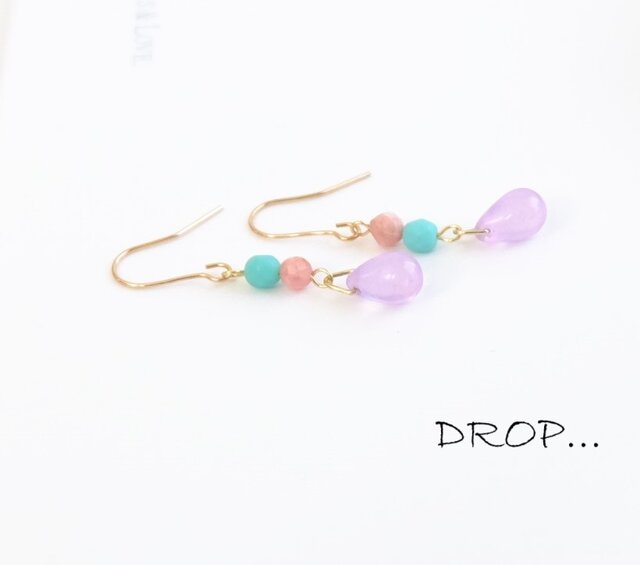 d99-91【恋愛】【7月の誕生石 インカローズ】とチェコドロップ【藤】のパステルカラーピアス (パーツ変更可能) | iichi 日々の暮らしを心地よくするハンドメイドやアンティークの ...