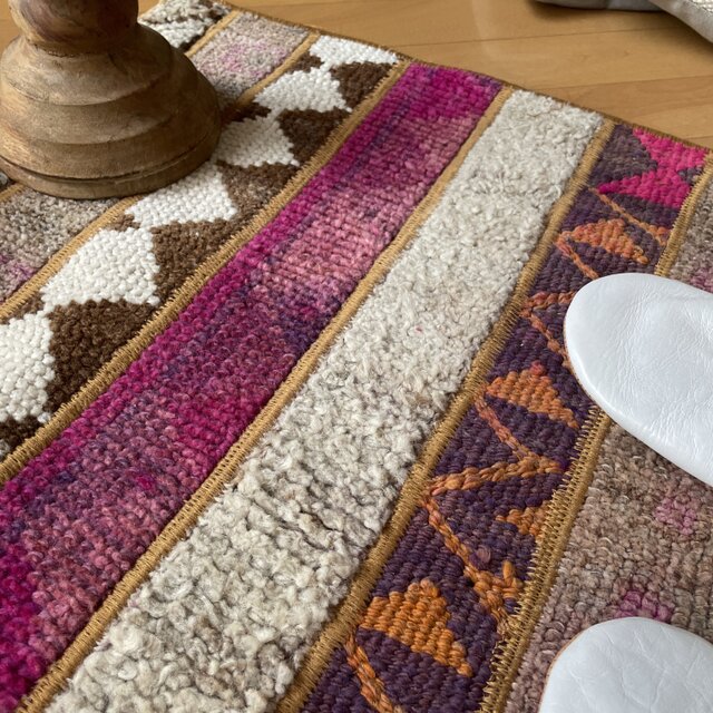 53×90 パッチワーク ヘルキラグ ウール100% トルコヴィンテージラグ | iichi 日々の暮らしを心地よくするハンドメイドやアンティークのマーケットプレイス