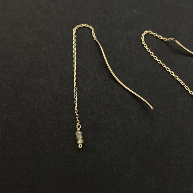 10k シルバーダイヤモンドのチェーンピアス | iichi 日々の暮らしを心地よくするハンドメイドやアンティークのマーケットプレイス