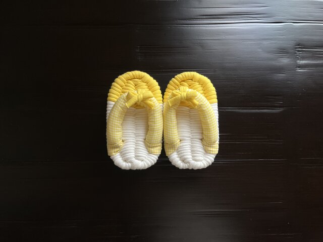 【FLIP TEE FLOP】13cm ベビー用布ぞうり《イエロー》【No.183】 | iichi 日々の暮らしを心地よくするハンドメイドや ...