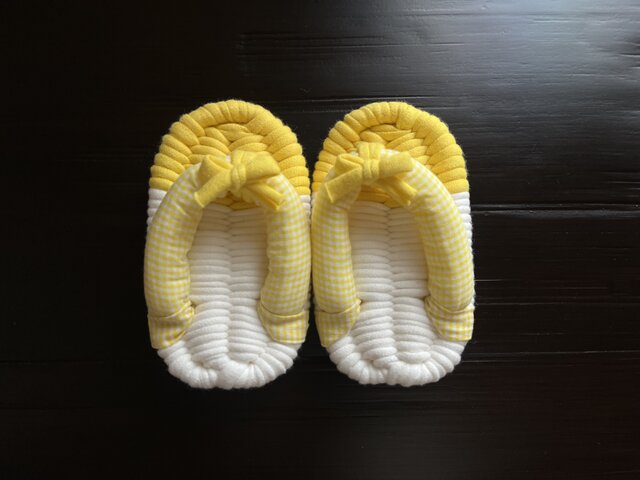 【FLIP TEE FLOP】13cm ベビー用布ぞうり《イエロー》【No.183】 | iichi 日々の暮らしを心地よくするハンドメイドや ...