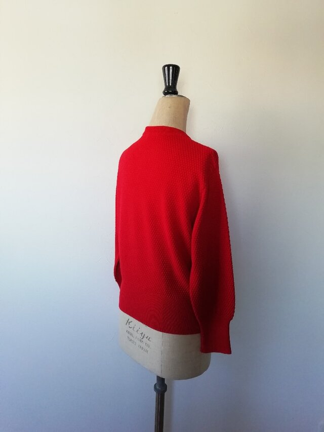 【2024SS新作】ポコポコ編みクルーネックプルオーバー（01089） トマトレッド | iichi 日々の暮らしを心地よくするハンドメイドやアンティークのマーケットプレイス