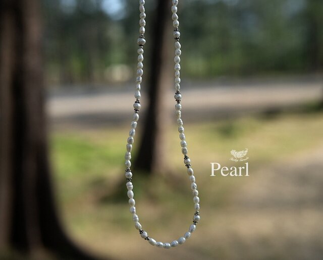 真珠とムーンストーン★Sv.92.5★真珠パール ネックレス1485 | iichi 日々の暮らしを心地よくするハンドメイドやアンティークの ...