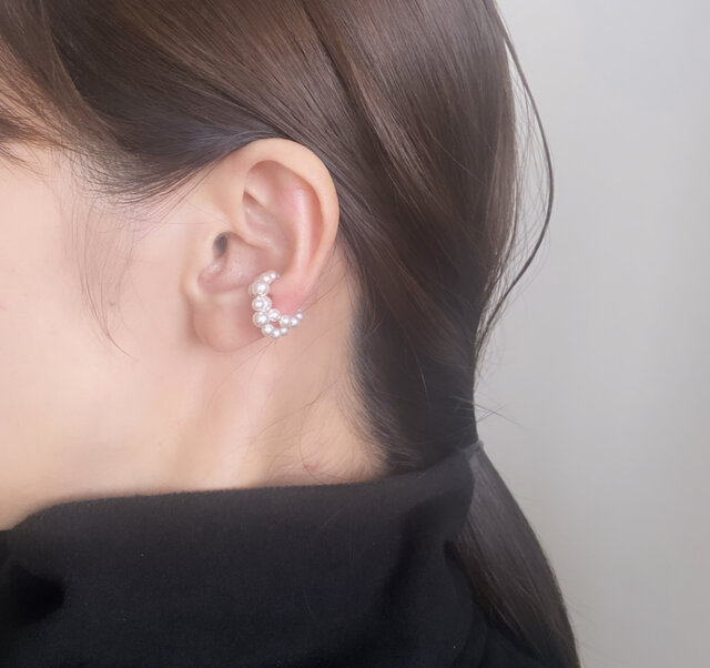 【パールイヤーカフ2点セット】Trio & Cross pearl クリスタルパール 14kgf | iichi 日々の暮らしを心地よくするハンドメイドやアンティークのマーケットプレイス