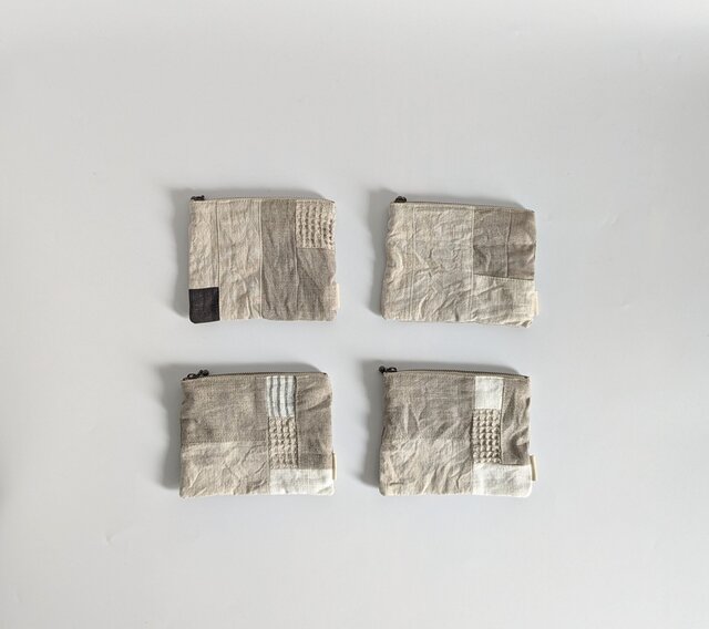くったりリネンのファスナーポーチ /14cmファスナー/パッチワーク | iichi 日々の暮らしを心地よくするハンドメイドやアンティークのマーケットプレイス