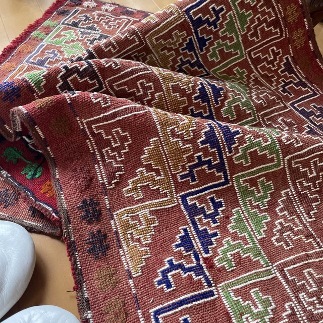 52×114 キリム ジジム織 くすみアースカラー トルコヴィンテージラグ | iichi 日々の暮らしを心地よくするハンドメイドやアンティークのマーケットプレイス