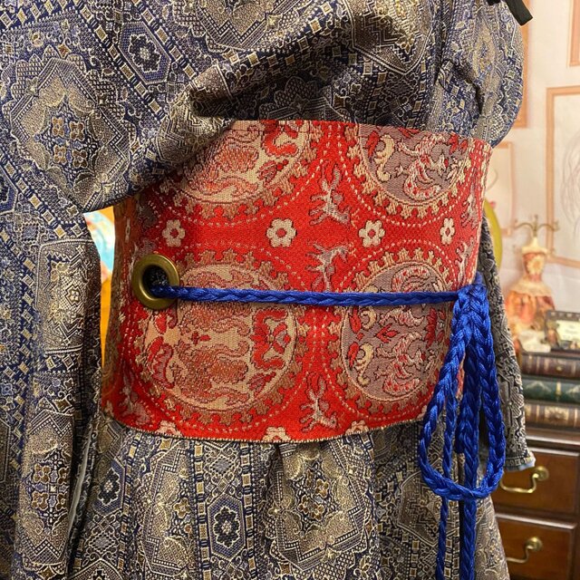 和洋折衷 古着 着物 和 ハンドメイド リメイク ワンピース ドレス 名古屋帯サッシュベルト KW-235 | iichi 日々の暮らしを心地よくするハンドメイドやアンティークのマーケットプレイス