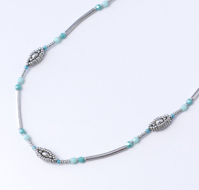 マーキスパーツのネックレス・ターコイズ&シルバー・438-3 | iichi 日々の暮らしを心地よくするハンドメイドやアンティークのマーケットプレイス