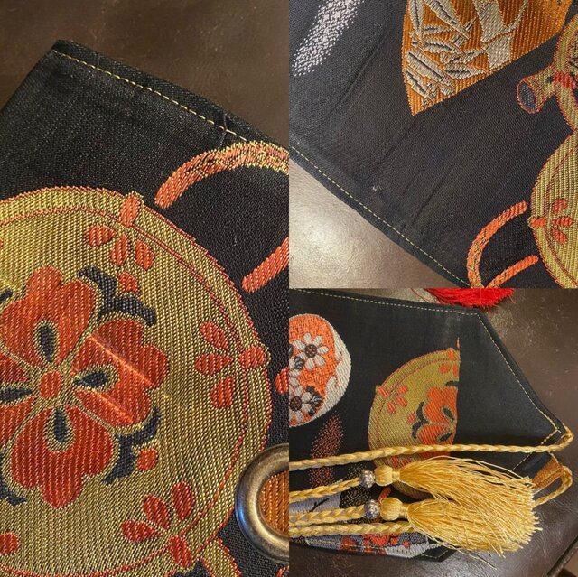 和洋折衷 レトロ 古着 帯 着物 和装 リメイク サッシュベルト ウエストマーク ハンドメイド OB-50 | iichi 日々の暮らしを心地よくするハンドメイドやアンティークのマーケットプレイス