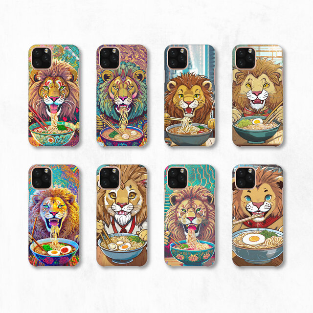 味噌ラーメン ライオン 動物 観光 全機種対応スマホケース 背面型 ハードケース NLFT-HARD-a007 | iichi 日々の暮らしを心地よくするハンドメイドやアンティークのマーケットプレイス