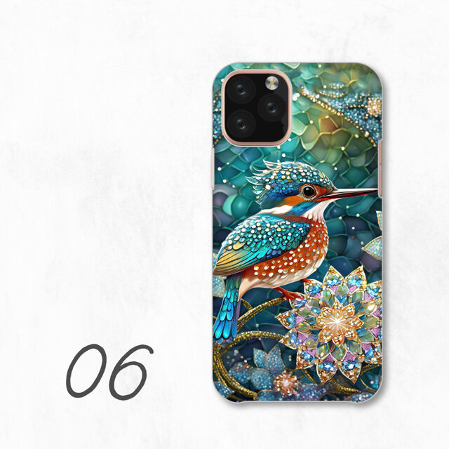 カワセミ 曼荼羅 クリスタル 宝石 全機種対応スマホケース 背面型 ハードケース NLFT-HARD-a046 | iichi 日々の暮らしを心地よくするハンドメイドやアンティークのマーケットプレイス