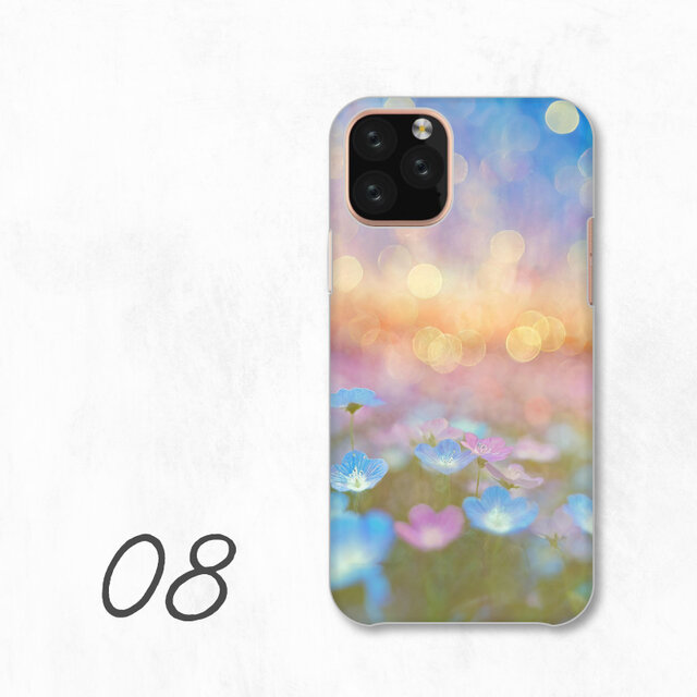 ネモフィラ シルエット 夕日 広角 全機種対応スマホケース 背面型 ハードケース NLFT-HARD-a050 | iichi 日々の暮らしを心地よくするハンドメイドやアンティークのマーケットプレイス