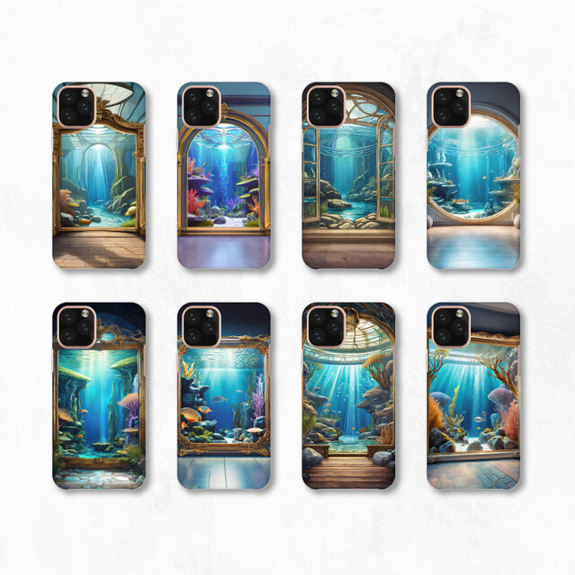 水槽 美術館 光 水族館 珊瑚 海 暗い 全機種対応スマホケース 背面型 ハードケース NLFT-HARD-a060 | iichi 日々の暮らしを心地よくするハンドメイドやアンティークの ...