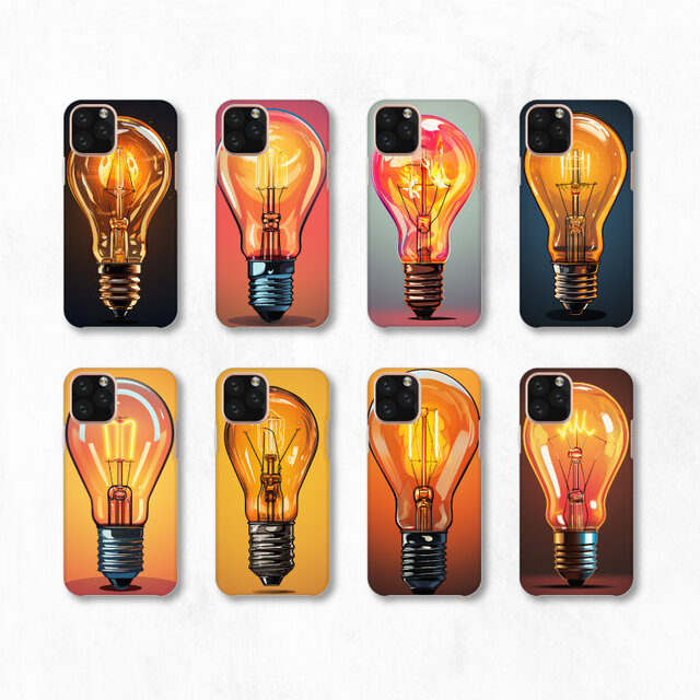 電球 ランプ 白熱電球 ひらめき アイデア 全機種対応スマホケース 背面型 ハードケース NLFT-HARD-a105 | iichi 日々の暮らしを心地よくするハンドメイドやアンティークの ...