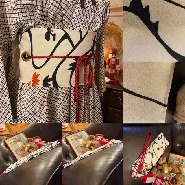 和洋折衷 古着 洗える 化繊 着物 和 ハンドメイド リメイク ワンピース ドレス 帯サッシュベルト KW-269 | iichi 日々の暮らしを心地よくするハンドメイドやアンティークの ...
