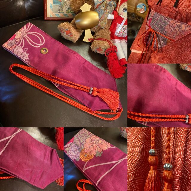 和洋折衷 古着 着物 和 ハンドメイド リメイク ワンピース ドレス 帯サッシュベルト KW-272 | iichi 日々の暮らしを心地よくするハンドメイドやアンティークのマーケットプレイス