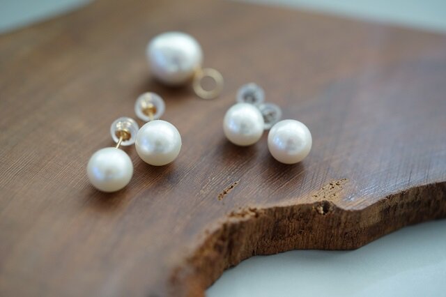 【drop】K18 淡水パールピアス | iichi 日々の暮らしを心地よくするハンドメイドやアンティークのマーケットプレイス