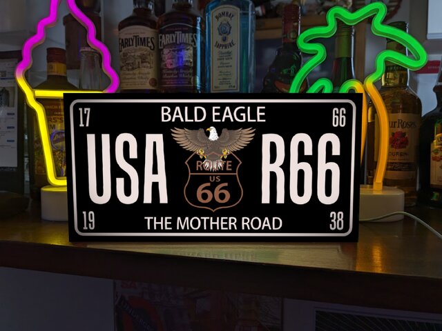 【オーダー無料 Mサイズ】ルート66 イーグル 標識 アメ車 ダイナー サイン ランプ 看板 置物 アメリカン雑貨 ライトBOX | iichi 日々の暮らしを心地よくするハンドメイドや ...