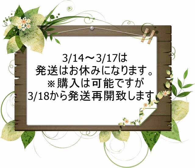 お知らせ 発送お休み期間（3/14～17）※3/18から再開致します。 | iichi 日々の暮らしを心地よくするハンドメイドやアンティークのマーケットプレイス
