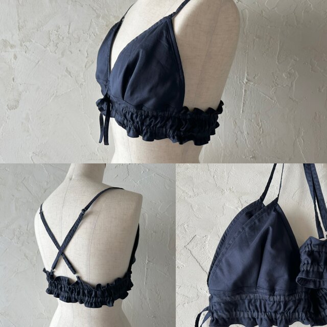 Choose！シンプルな、、ストレスフリー パット入りブラ＆ショーツ : : blue | iichi 日々の暮らしを心地よくするハンドメイドやアンティークのマーケットプレイス