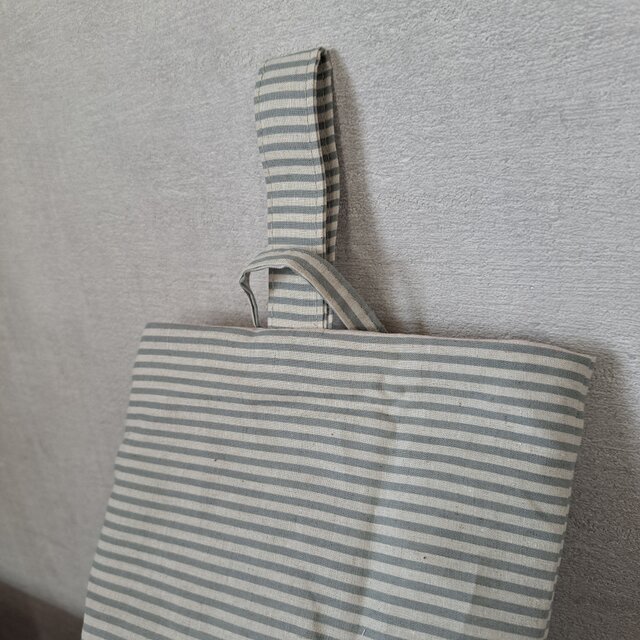 入園バッグ5点セット：ストライプ：リネングレー【0659】 | iichi 日々の暮らしを心地よくするハンドメイドやアンティークのマーケットプレイス