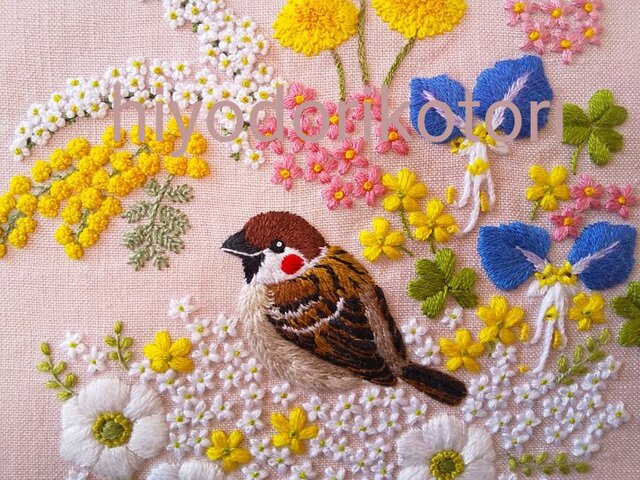 手刺繍フレーム「春urara」送料無料 | iichi 日々の暮らしを心地よくするハンドメイドやアンティークのマーケットプレイス