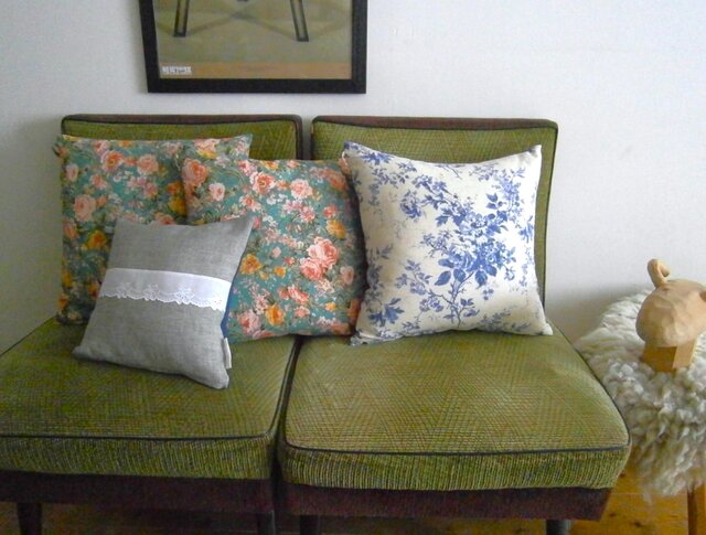 NavyRoses×綿麻cover 40×40 | iichi 日々の暮らしを心地よくするハンドメイドやアンティークのマーケットプレイス