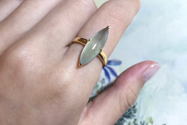 24-14 受注製作 k18金 天然 氷種 ミャンマー産 本翡翠 リング 指輪 | iichi 日々の暮らしを心地よくするハンドメイドやアンティークのマーケットプレイス