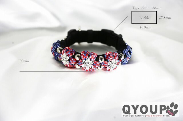 パラコード犬用首輪〈Mサイズ：30～34cm〉 ParaWan combi Fleurs Patch [フルール パッチ] | iichi 日々の暮らしを心地よくするハンドメイドやアンティーク ...
