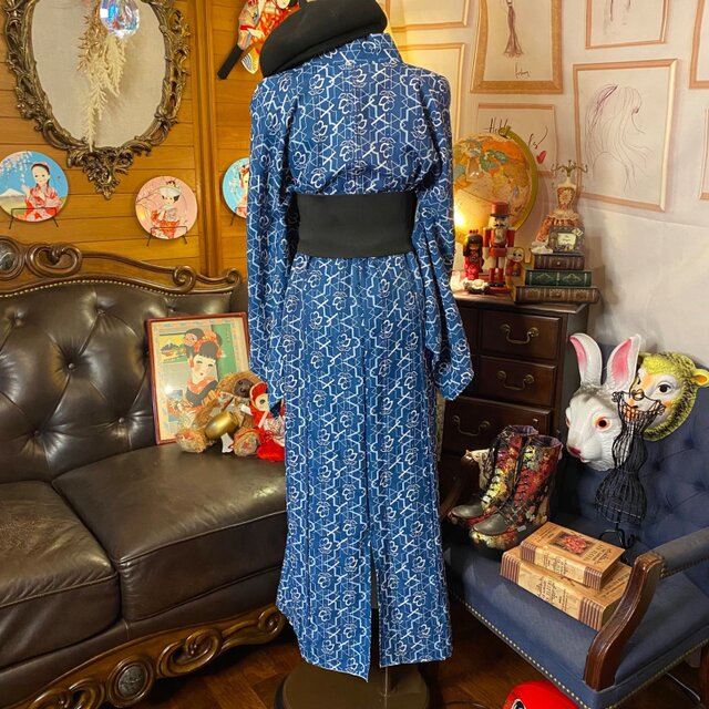 和洋折衷 古着 洗える 化繊 着物 和 ハンドメイド リメイク ワンピース ドレス 帯サッシュベルト 素敵な小紋 KW-331 | iichi 日々の暮らしを心地よくするハンドメイドや ...