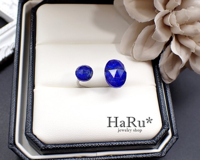 サージカルステンレスフォークリング（ラピスラズリ×クリスタルAAA）／フリーサイズ*R40 | iichi 日々の暮らしを心地よくするハンドメイドやアンティークのマーケットプレイス