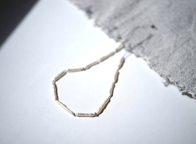 -Stick pearl- silver necklace | iichi 日々の暮らしを心地よくするハンドメイドやアンティークのマーケットプレイス